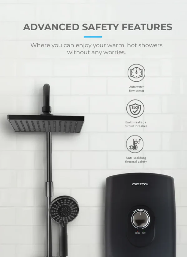 Mistral Instant Shower Heater With DC Pump MSH99 - Light Avenue
