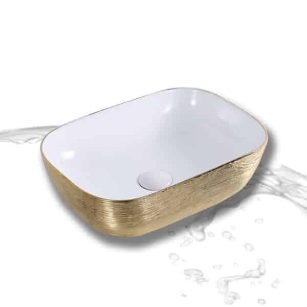 FLO Top-Mount Basin D1333H130 (Line Art With Gold Finish) - Light Avenue